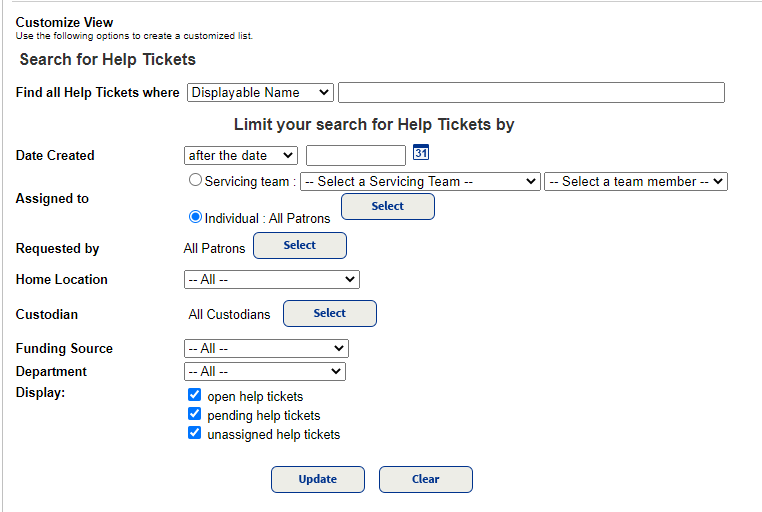 Edit or close a help ticket (Resource Manager)